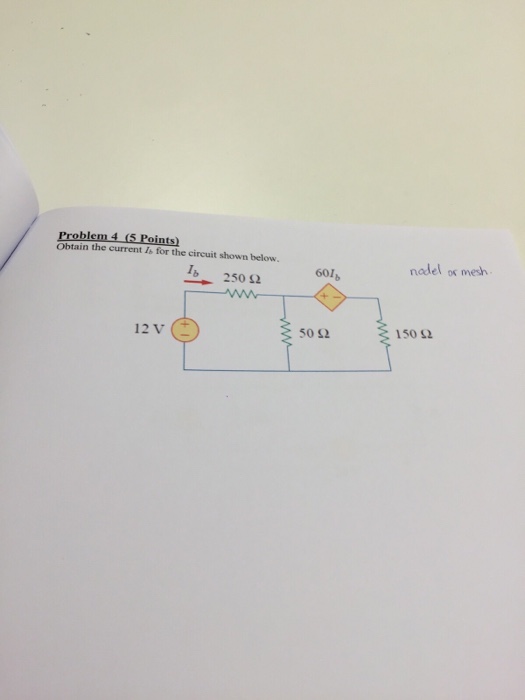 Solved Obtain the current I_b for the circuit shown below. | Chegg.com