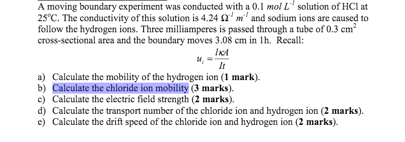A moving boundary experiment was conducted with a 0.1 | Chegg.com