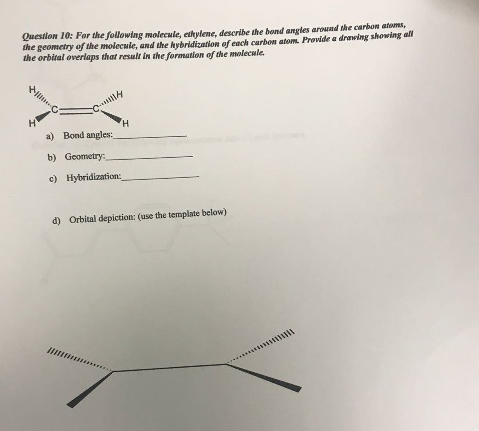 Solved Question 10: For the following molecule, ethylene, | Chegg.com