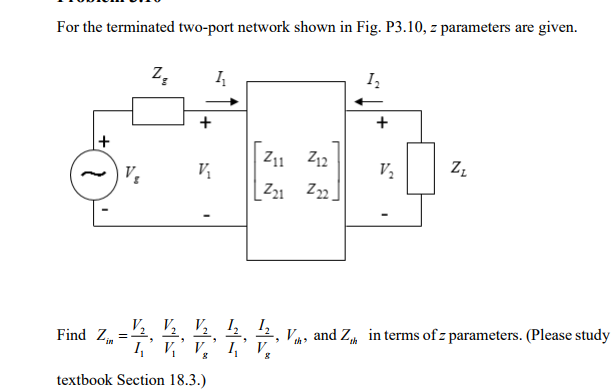 Solved For the terminated two-port network shown in Fig. | Chegg.com