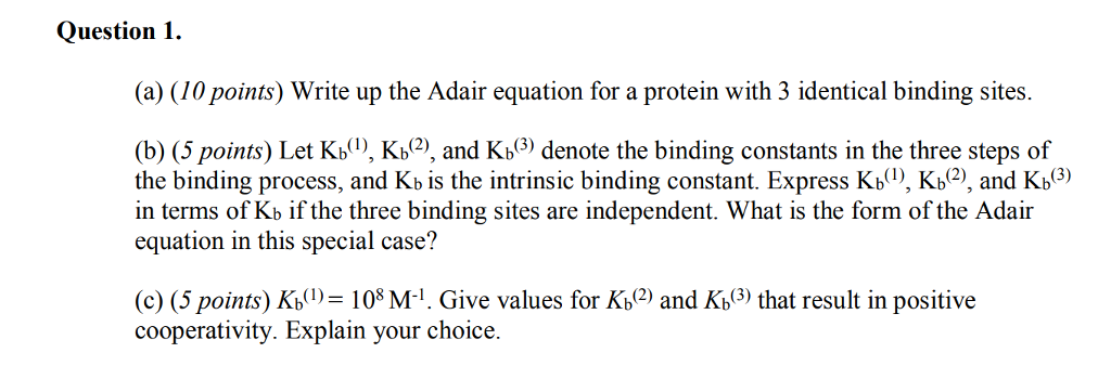 Question 1 (a) (10 points) Write up the Adair | Chegg.com