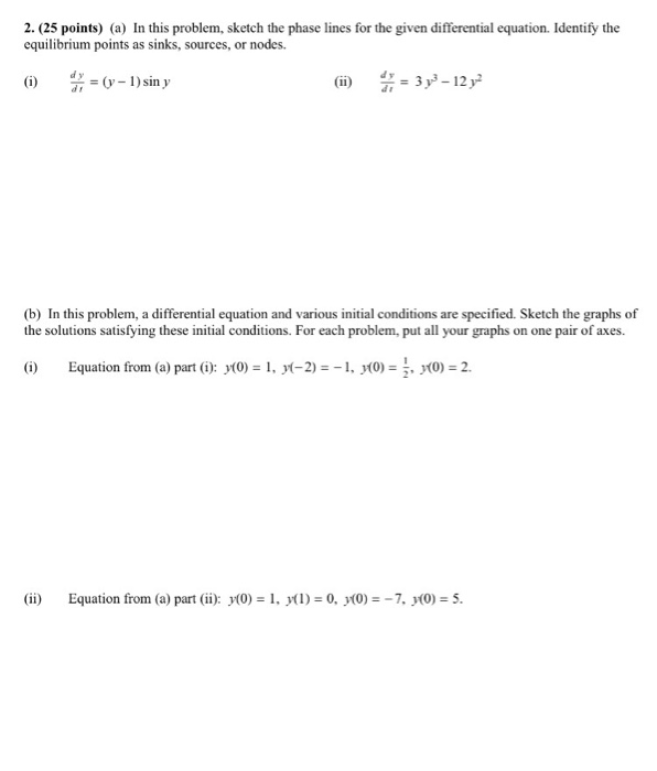 Solved In this problem, sketch the phase lines for the given | Chegg.com