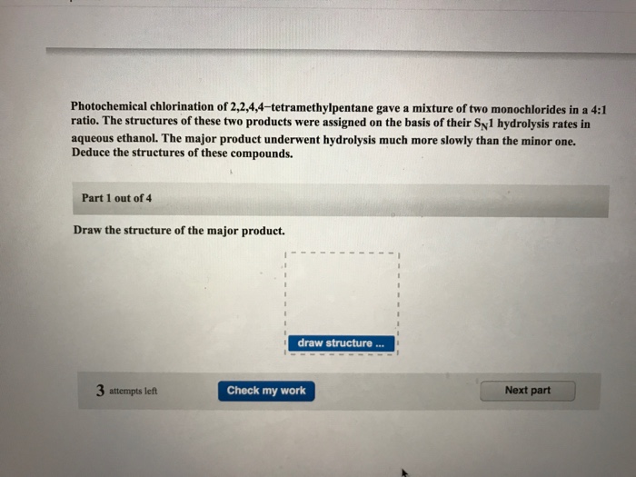 Solved Photochemical chlorination of 2, 2, 4, | Chegg.com