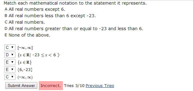 Solved Match Each Mathematical Notation To The Statement It