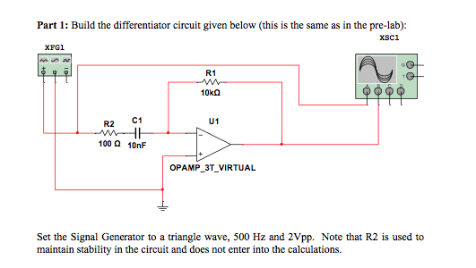 Solved Build the differentiator circuit given below (this is | Chegg.com