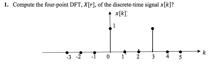 Solved 1. Compute the four-point DFT, XIr], of the | Chegg.com