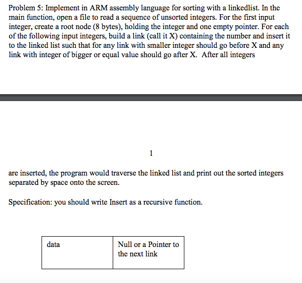 Solved Implement in ARM assembly language for sorting with a | Chegg.com