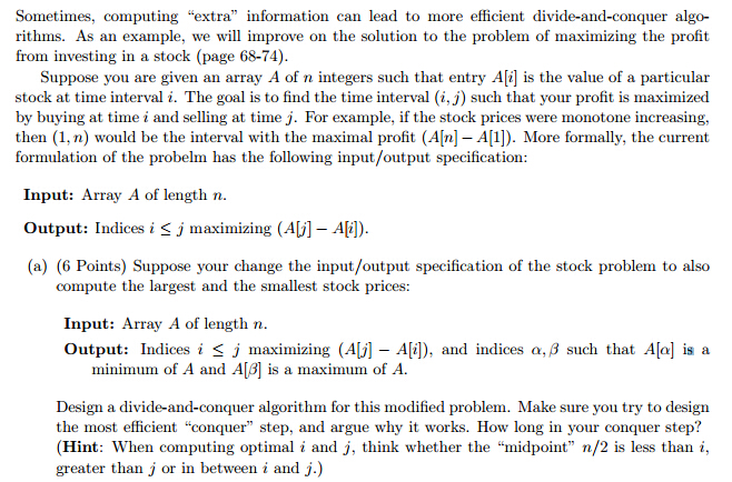 Revised Stock Profit problem basic algorithm and | Chegg.com