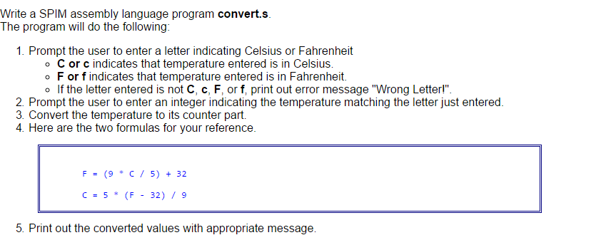 Solved Write A Spim Assembly Language Program Converts