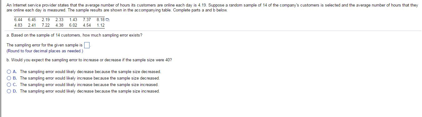 Solved An Internet service provider states that the average | Chegg.com
