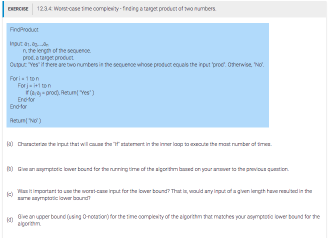 Solved EXERCISE 12.3.4: Worst-case time complexity -finding | Chegg.com
