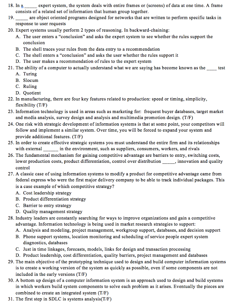 Solved expert system, the system deals with entire frames or | Chegg.com