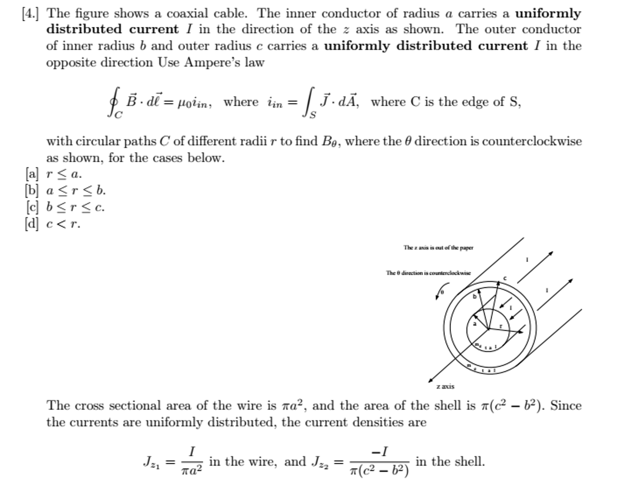 The figure shows a coaxial cable. The inner conductor | Chegg.com