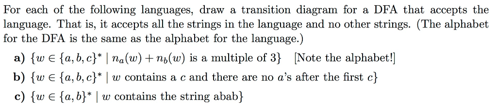 Solved For each of the following languages, draw a | Chegg.com