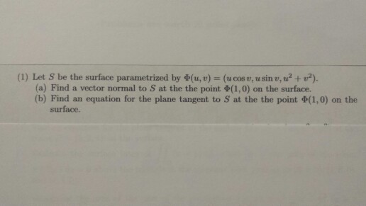 Solved Let S be the surface parameterized by (u, r) = | Chegg.com