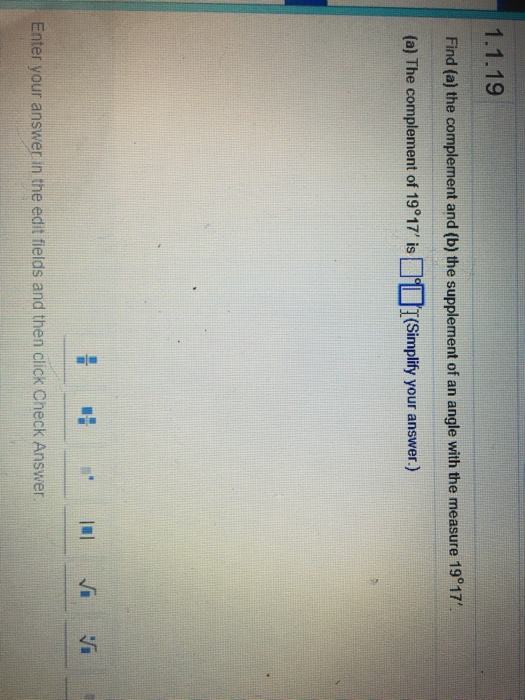Solved Find (a) the complement and (b) the supplement of an | Chegg.com
