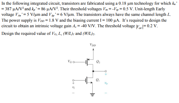 Solved In the following integrated circuit, transistors are | Chegg.com