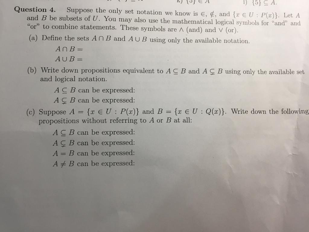 Solved Suppose the only set notation we know is epsilon, | Chegg.com