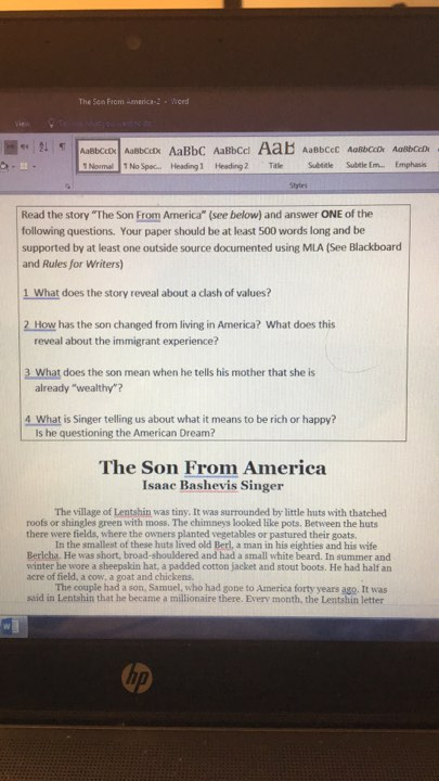 Solved Read the story "The Son From America" (see below) and | Chegg.com