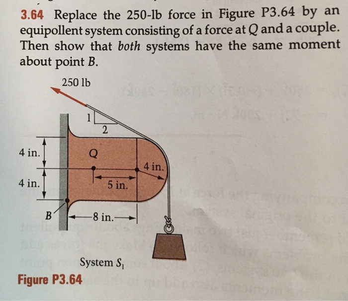 Solved Replace the 250-lb force in Figure P3.64 by an | Chegg.com
