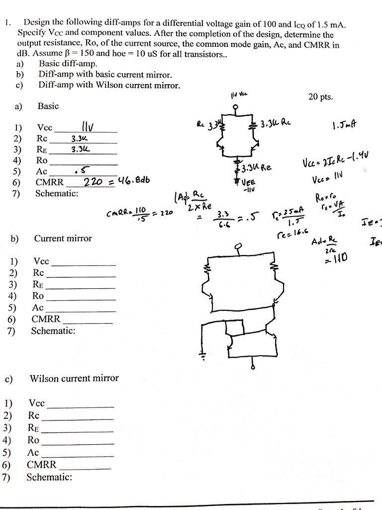 Solved Design the following diff-amps for a differential | Chegg.com