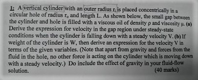 Solved I: A vertical cylinder with an outer radius n is | Chegg.com