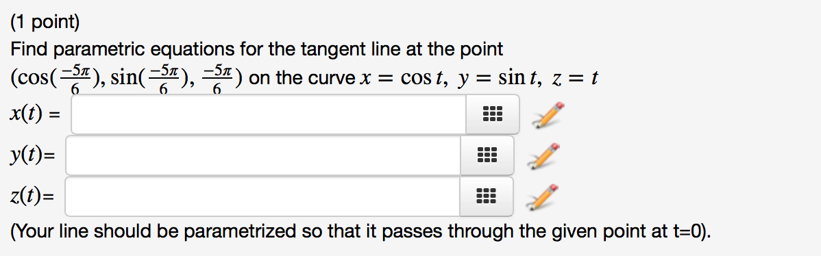 Solved Find parametric equations for the tangent line at the | Chegg.com