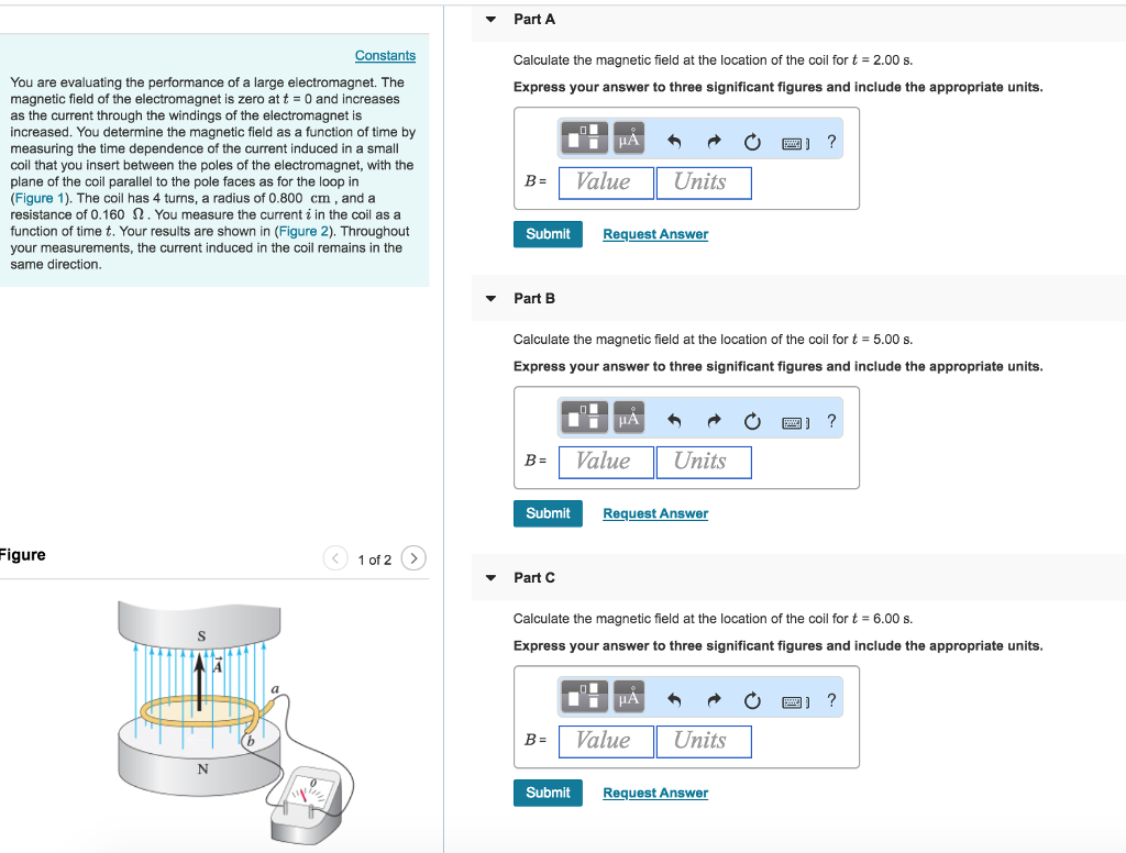 Solved PartA Constants Calculate the magnetic field at the | Chegg.com