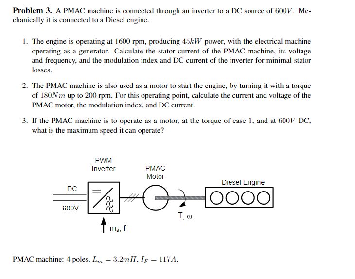 Solved Problem 3. A PMAC machine is connected through an | Chegg.com