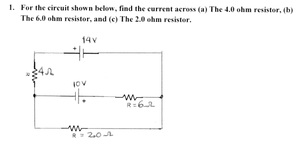 Solved 1. For the circuit shown below, find the current | Chegg.com