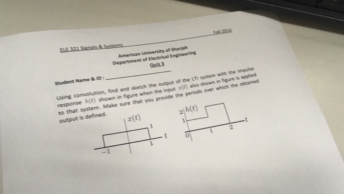 Solved Using convolution, find and sketch the output of the | Chegg.com