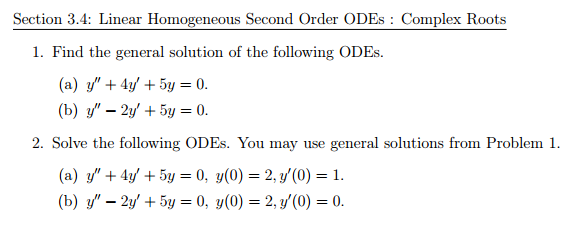 Solved Find the general solution of the following ODEs. y" | Chegg.com