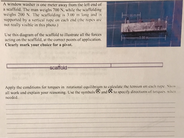 Solved A window washer is one meter away from the left end | Chegg.com