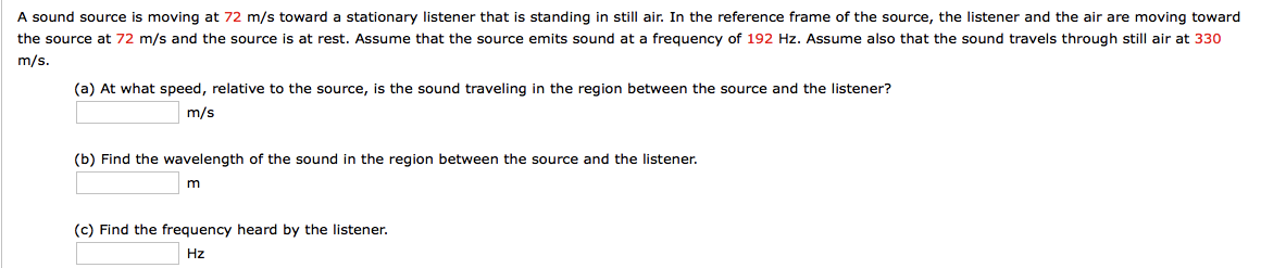 Solved A sound source is moving at 72 m/s toward a | Chegg.com