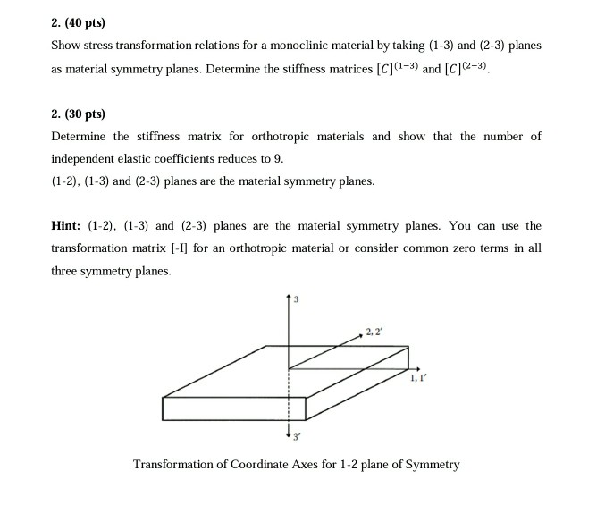 Solved 2. (40 pts) Show stress transformation relations for | Chegg.com