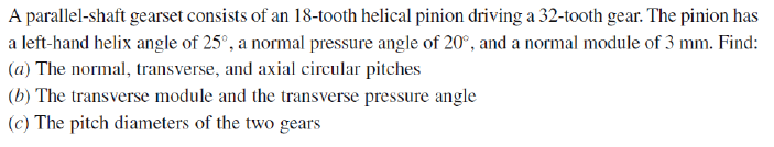 Solved A parallel-shaft gearset consists of an 18-tooth | Chegg.com