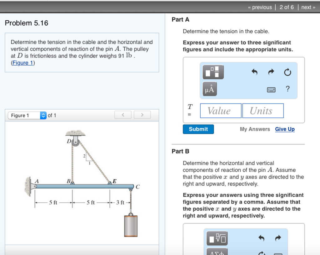 Solved Determine the tension in the cable and the horizontal | Chegg.com
