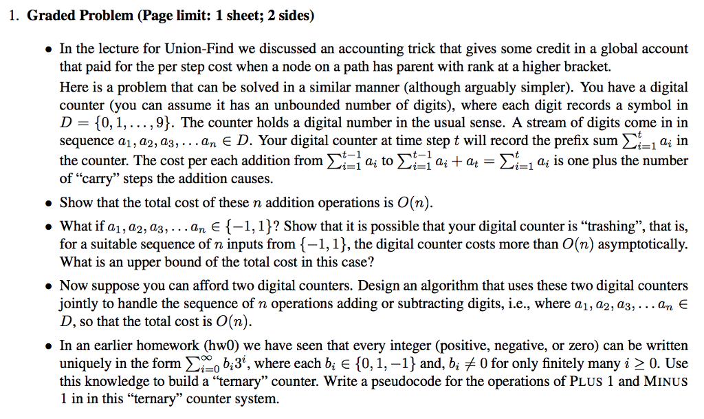 Solved 1. Graded Problem (Page limit: 1 sheet; 2 sides) » In | Chegg.com