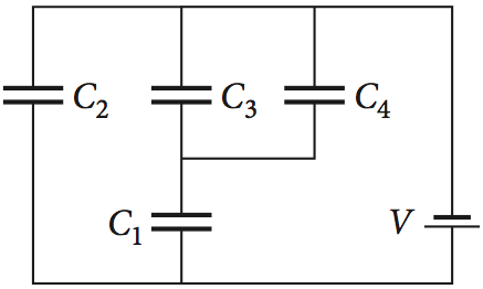 Solved Four capacitors with capacitances C1 = 4.1 nF, C2 = | Chegg.com