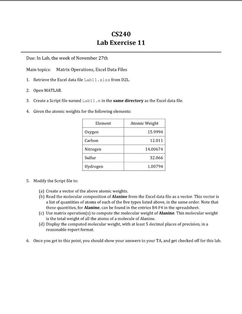 Solved CS240 Lab Exercise 11 Due: In Lab, the week of | Chegg.com