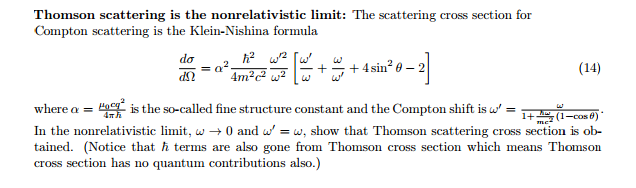 The scattering cross section for Compton scattering | Chegg.com