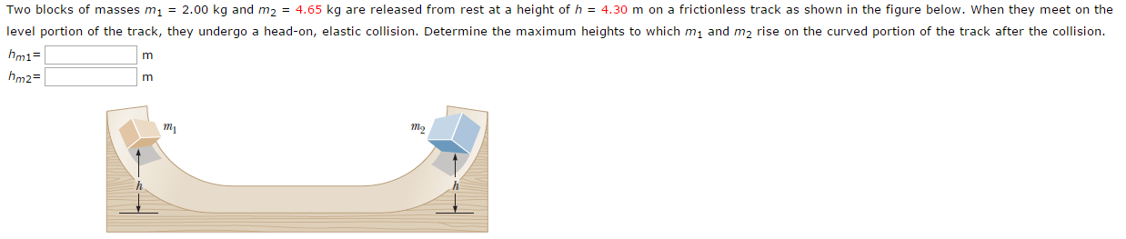 Solved Two blocks of masses mi = 2.00 kg and m2 = 4.65 kg | Chegg.com