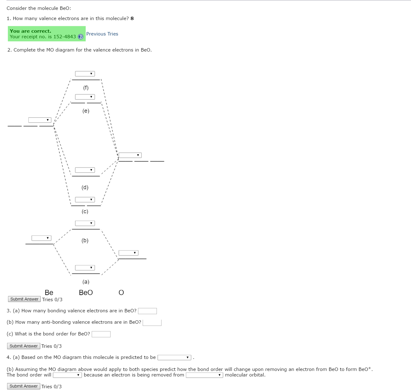 Solved Consider the molecule BeO: How many valence | Chegg.com