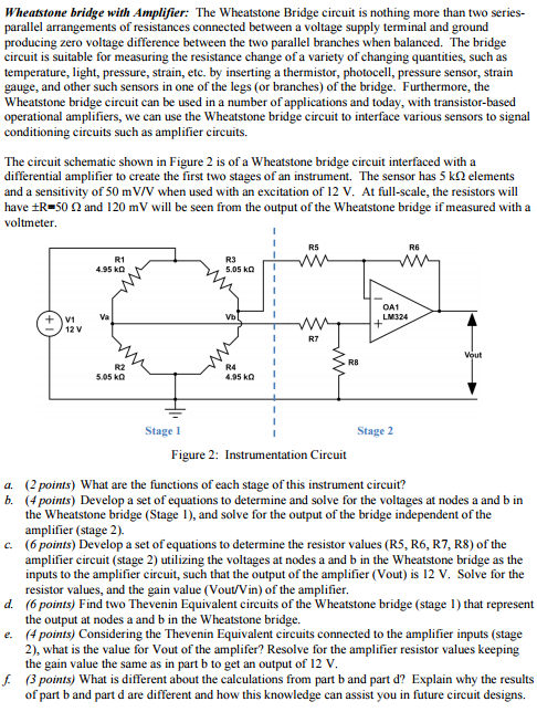 Solved Wheatstone bridge with Amplifier: The Wheatstone | Chegg.com