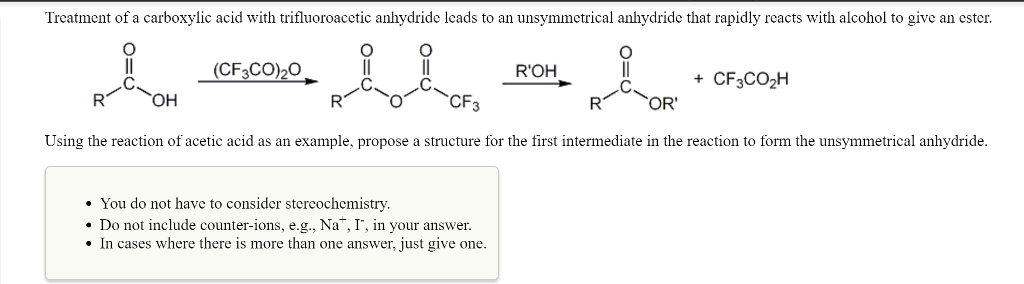 Solved Treatment of a carboxylic acid with trifluoroacetic | Chegg.com