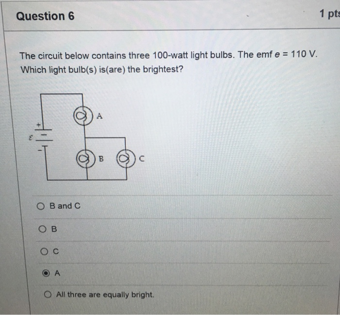 Solved The circuit below contains three 100-watt light | Chegg.com