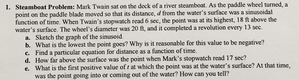Solved Steamboat Problem: Mark Twain sat on the deck of a | Chegg.com Solved Steamboat Problem: Mark Twain sat on the deck of a | Chegg.com