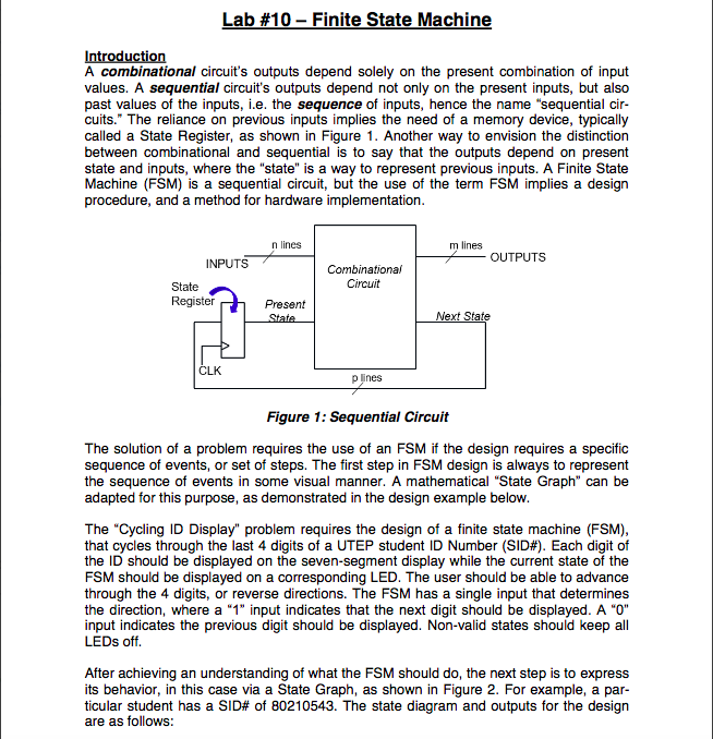 Solved Lab 10 Finite State Machine A Combinational