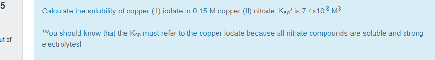 Solved Calculate the solubility of copper (I) iodate in 0.15 | Chegg.com