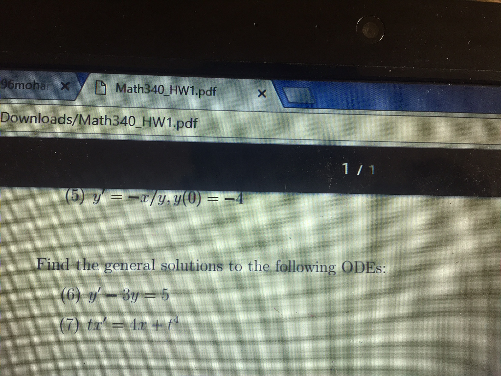 Solved Find the general solutions to the following ODEs: y' | Chegg.com